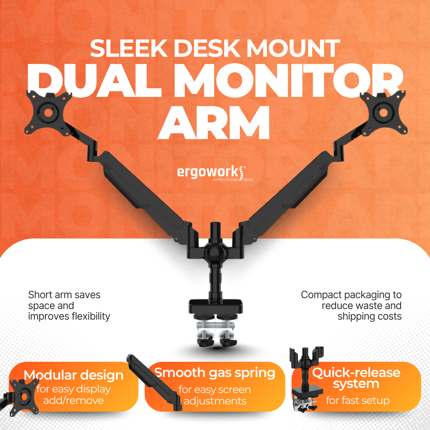 ERGOWORKS - EW-DLB502S - SINGLE VESA UNIVERSAL MORNITOR ARM